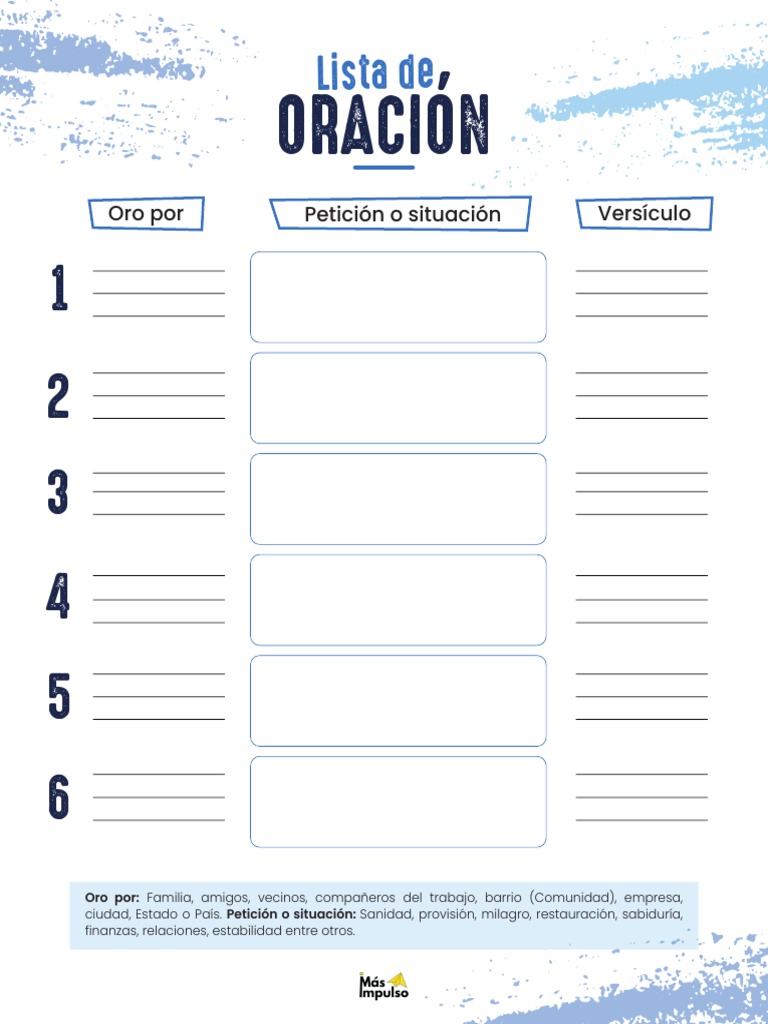 Plantilla Lista de Oración - Versión Hombre | PDF