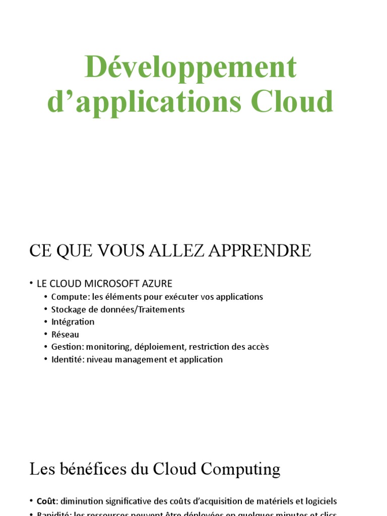 Développement Applications Cloud | PDF | Cloud computing | Internet