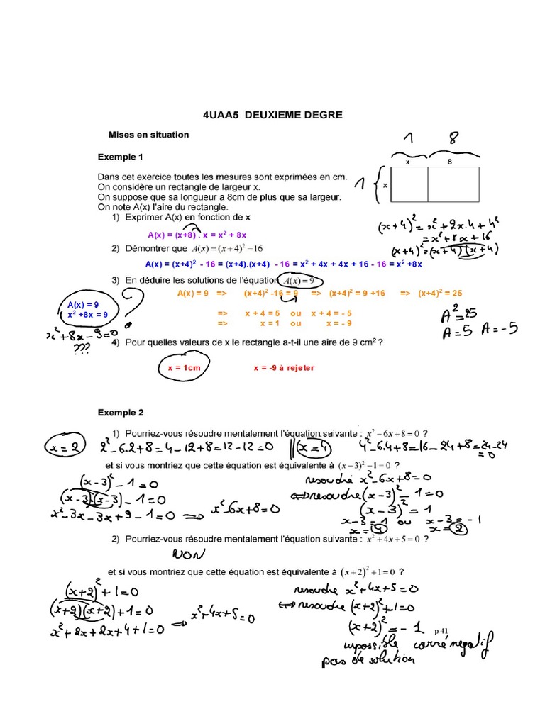 4UAA5 Partie1 Equation Du Second Degré | PDF