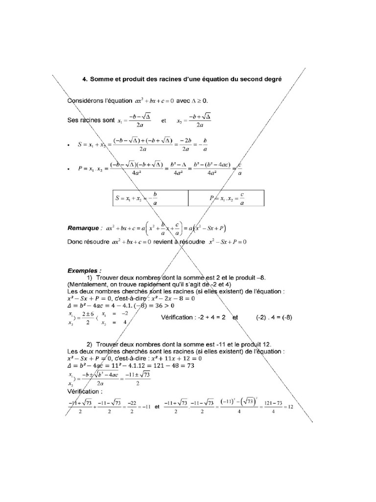 4UAA5 Partie2 Factorisation Du Trinôme Du Second Degré | PDF