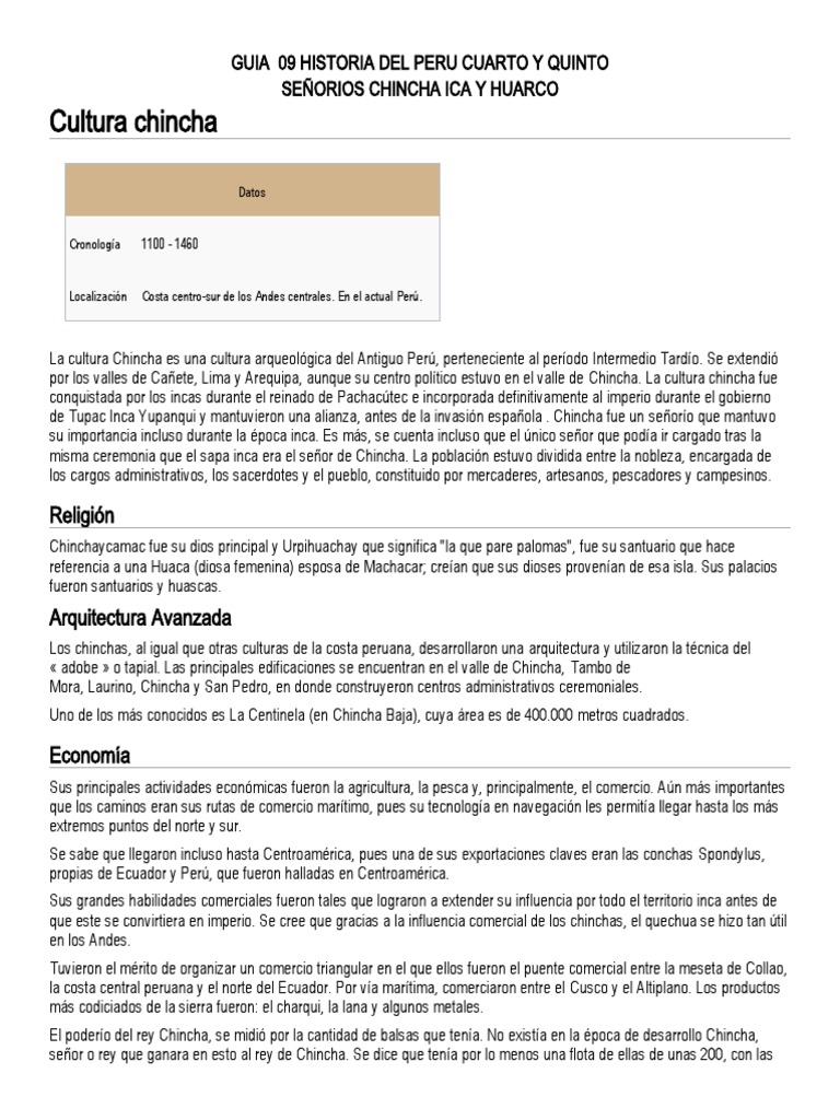 Guia 09 Historia Del Peru Cuarto y Quinto | PDF | Perú | Andes