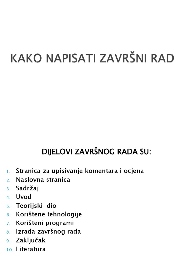 Kako Napisati Zavrsni Rad | PDF