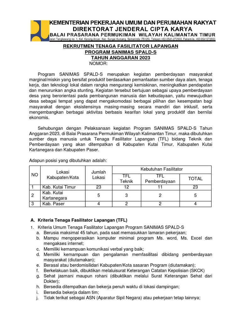 Rekrutmen TFL Spald-S Ta. 2023 | PDF