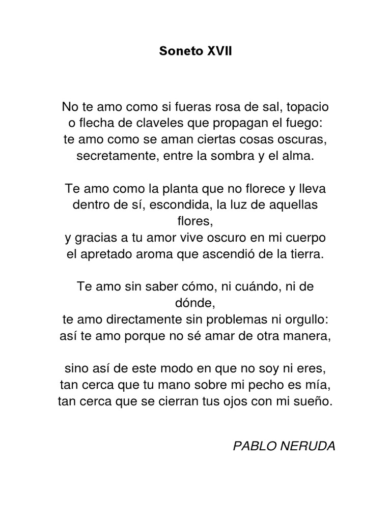 Soneto XVII Pablo Neruda | PDF