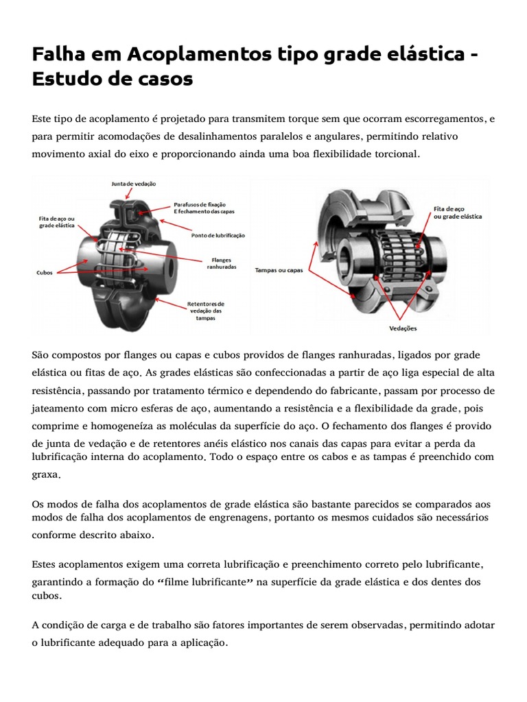 Falha em Acoplamentos Tipo Grade Elástica | PDF | Vestir-se | Lubrificação