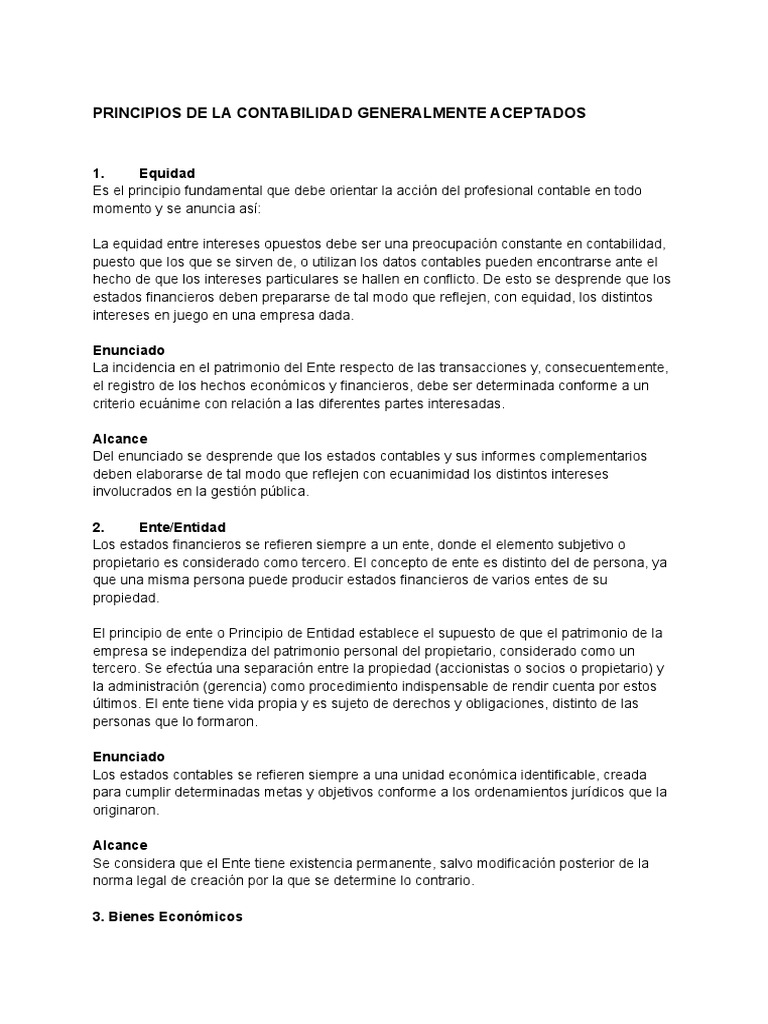 Principios de Contabilidad Generalmente Aceptados | PDF | Contabilidad ...