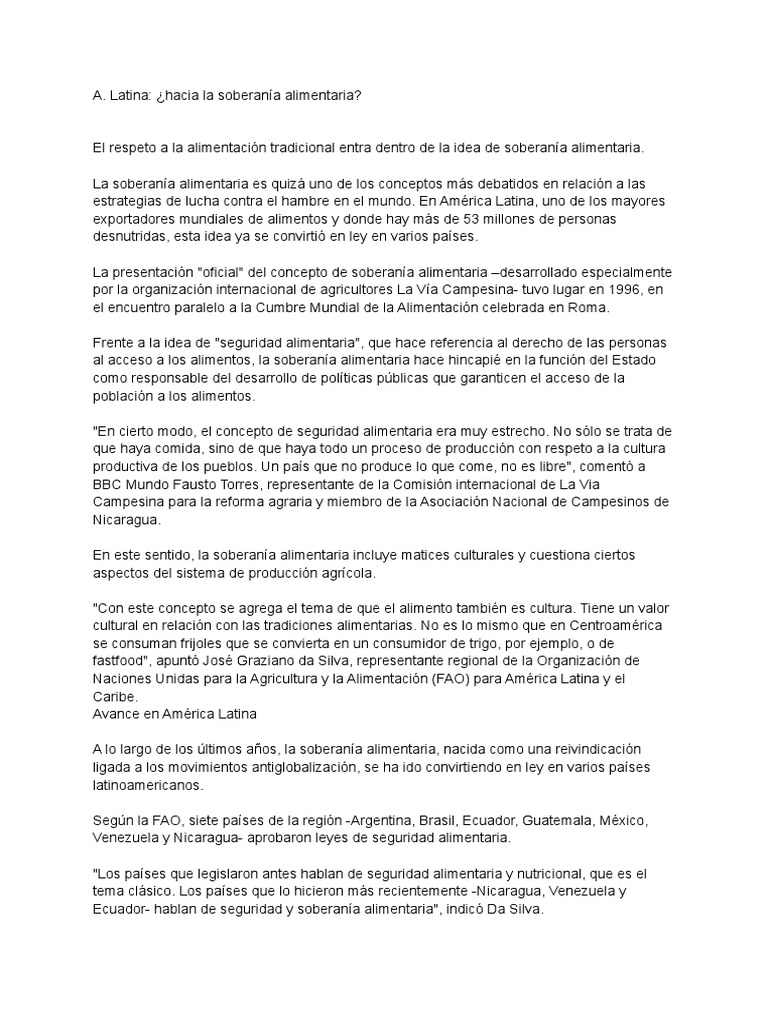 Soberania Alimentaria de Los Paises Perifericos-1 | PDF