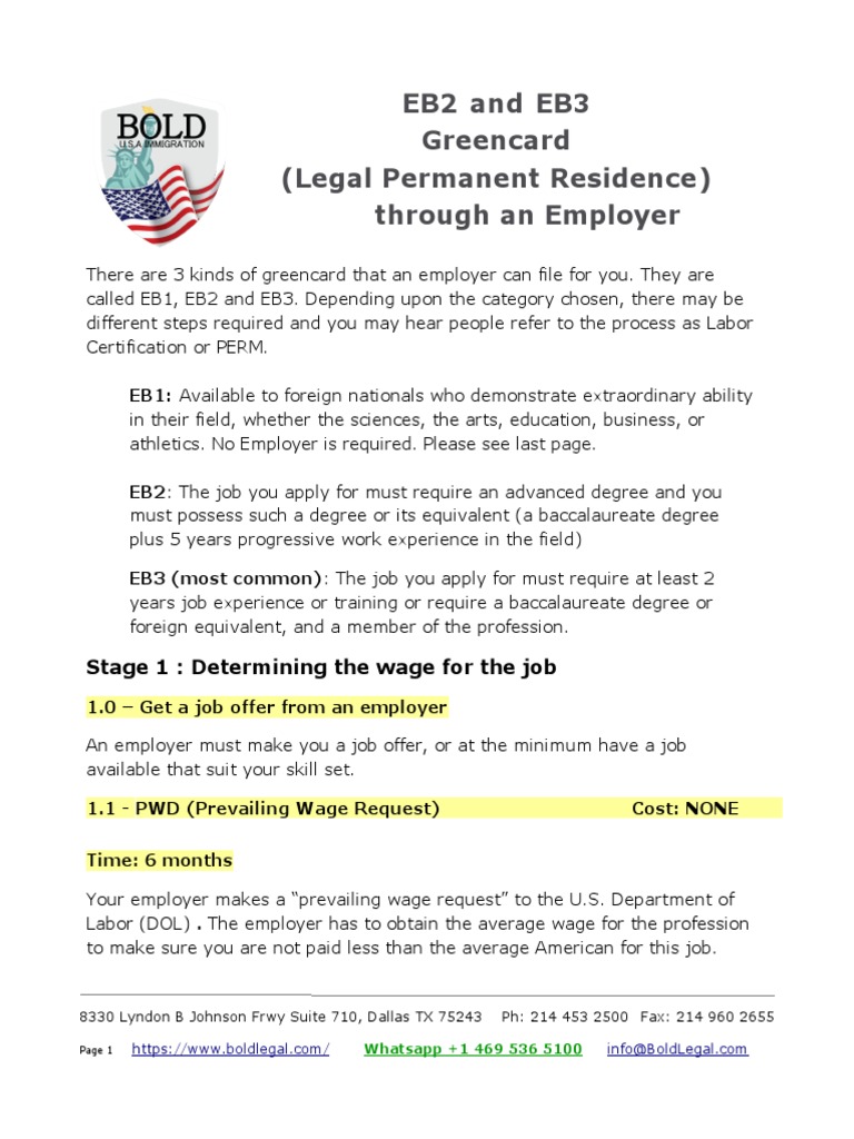 EB3 EB2 Greencard Through Employer BOLD 1 | PDF | Business | Employment