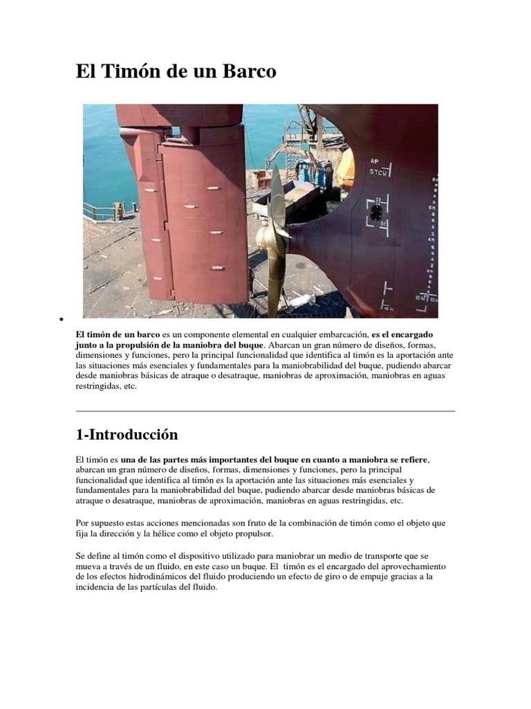 El Timón de Un Barco | PDF | Timón | Barcos