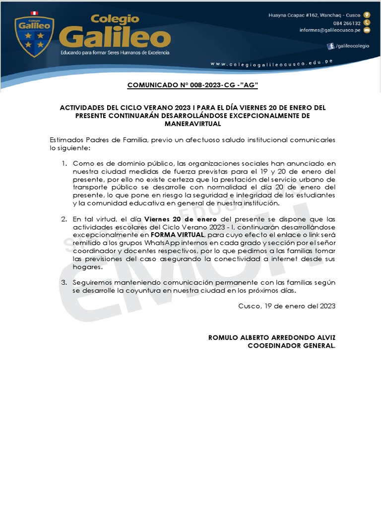 Comunicado #008-2023-CG-AG | PDF