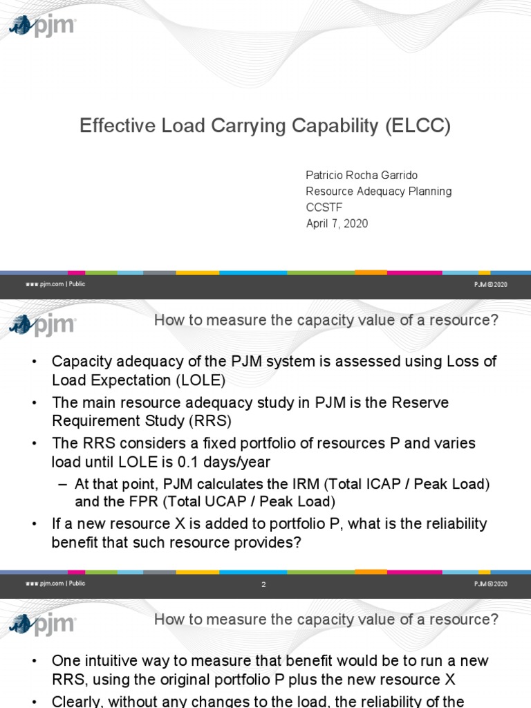 Effective Load Carrying Capability (ELCC) | PDF | Watt | Reliability ...
