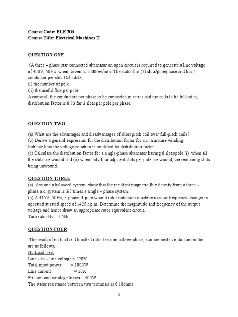 Ele 306 Practice Questions | PDF