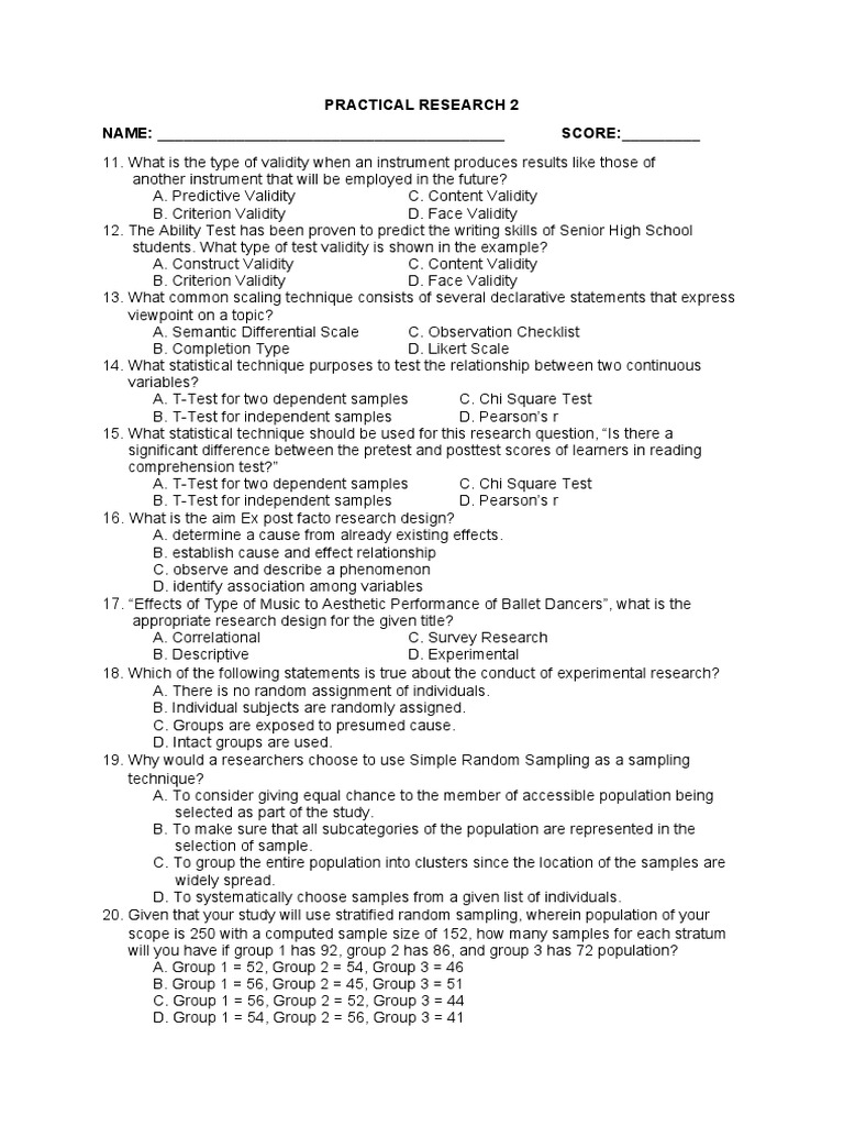 PRACTICAL RESEARCH 2 - Set B | PDF | Validity (Statistics) | Sampling (Statistics)