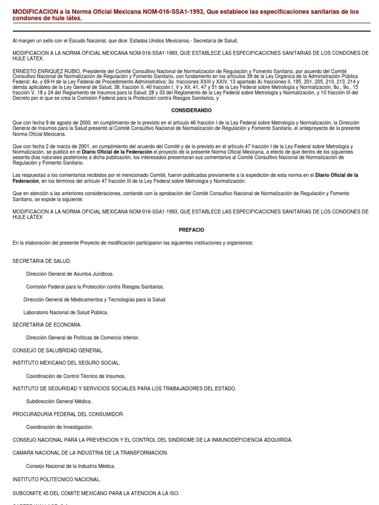 Nom 016 Ssa1 | PDF | Condón