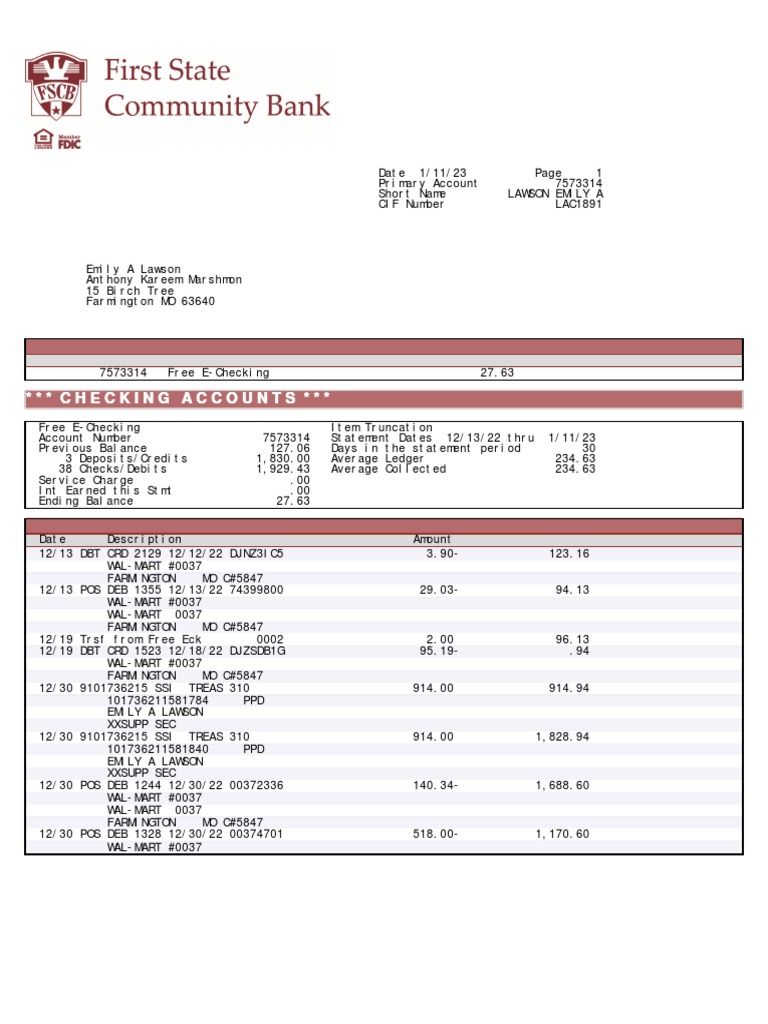 Customer Statements January 2023-2 | PDF | Transaction Account | Interest