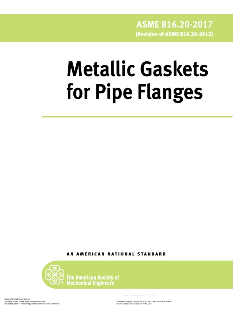 ASME B16.20 - Metallic Gaskets For Pipe Flanges | PDF