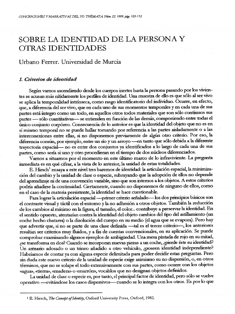 Sobre La Identidad de Las Personas | PDF