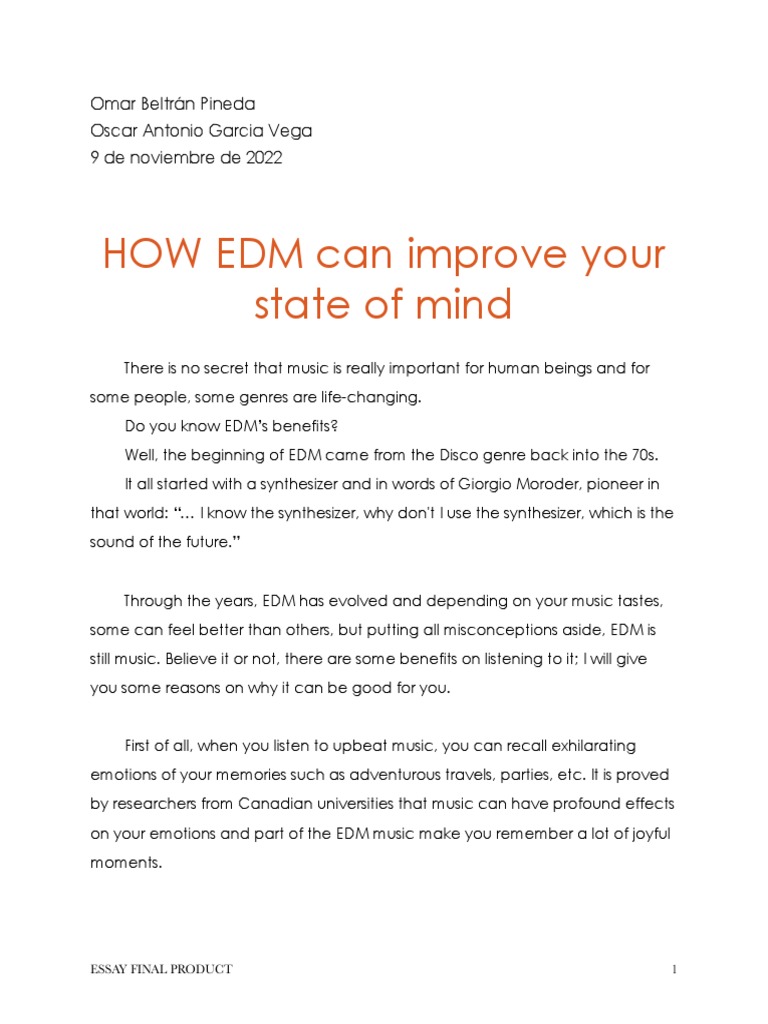 How Edm Improve Your State of Mind | PDF | Cognition | Cognitive Science