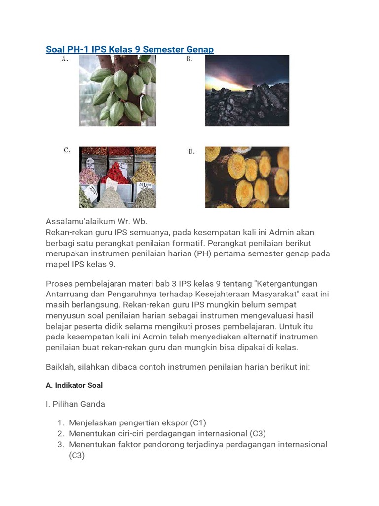 Soal PH IPS Kelas 9 Semester Genap | PDF | Bisnis