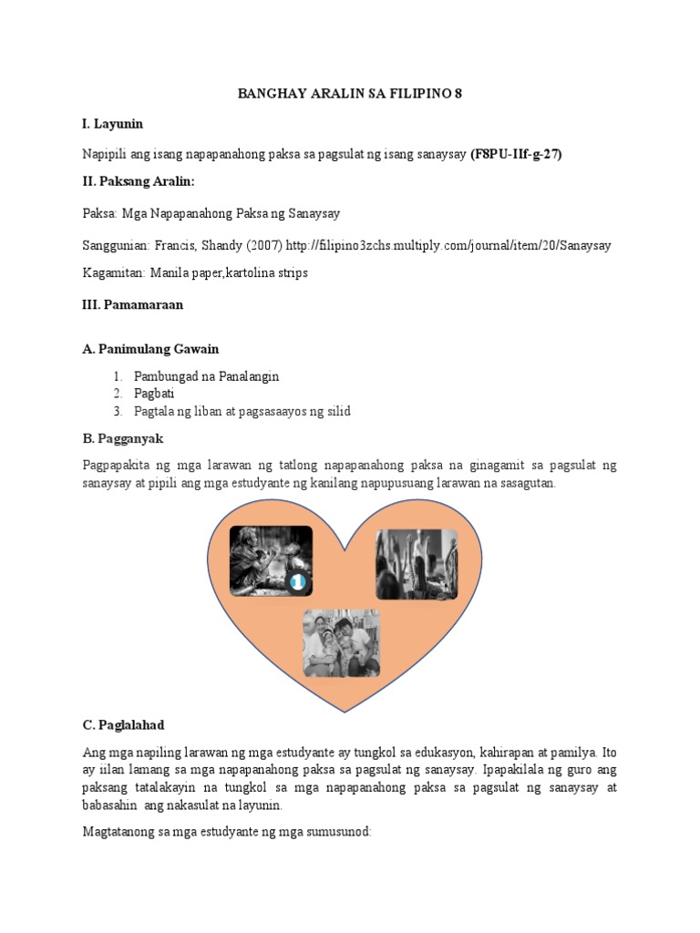 Banghay Aralin Sa Filipino 8 | PDF
