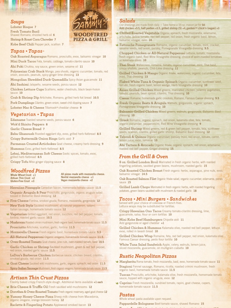 Sammy's Menu | PDF | Salad | Tomato Sauce