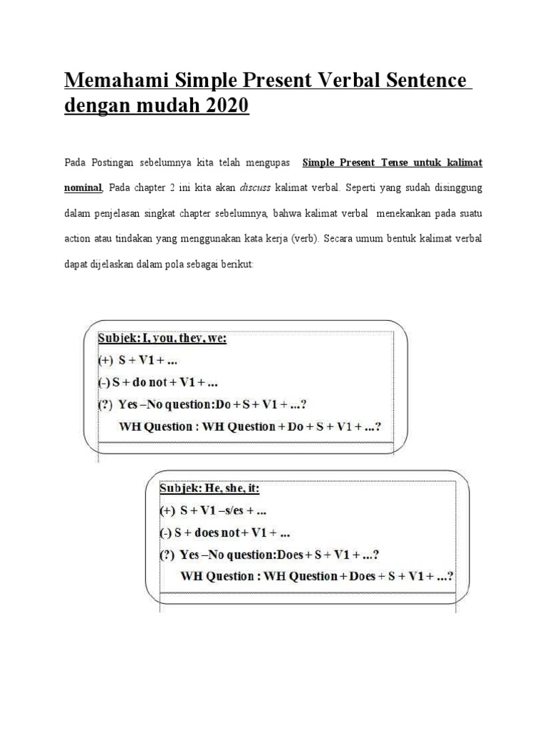 Simple Present Tense (Kalimat Verbal) | PDF | Linguistic Typology | Syntax
