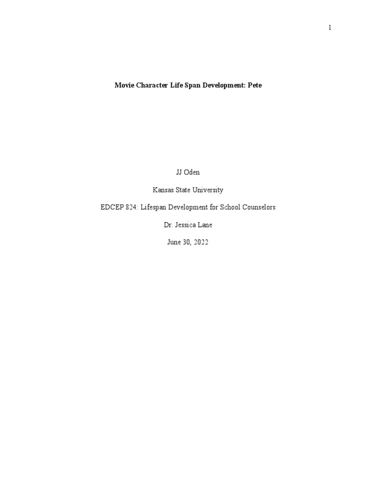 Movie Character Life Span Development Pdf Cognitive Psychology