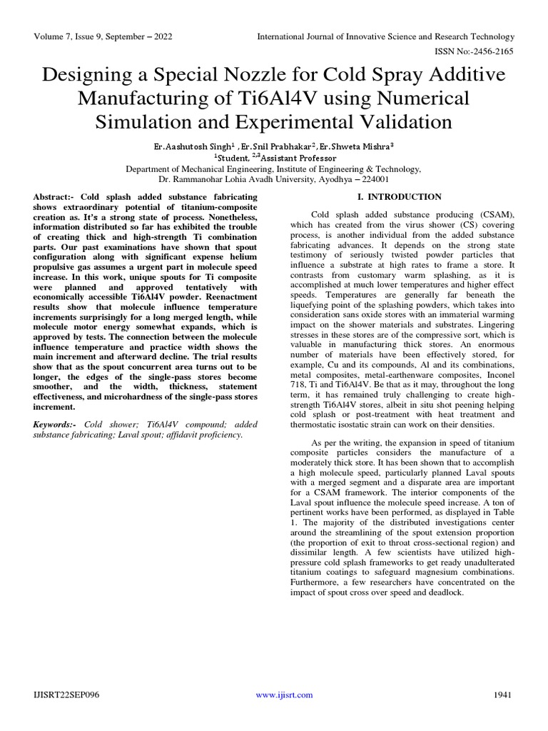 Designing A Special Nozzle For Cold Spray Additive Manufacturing of ...