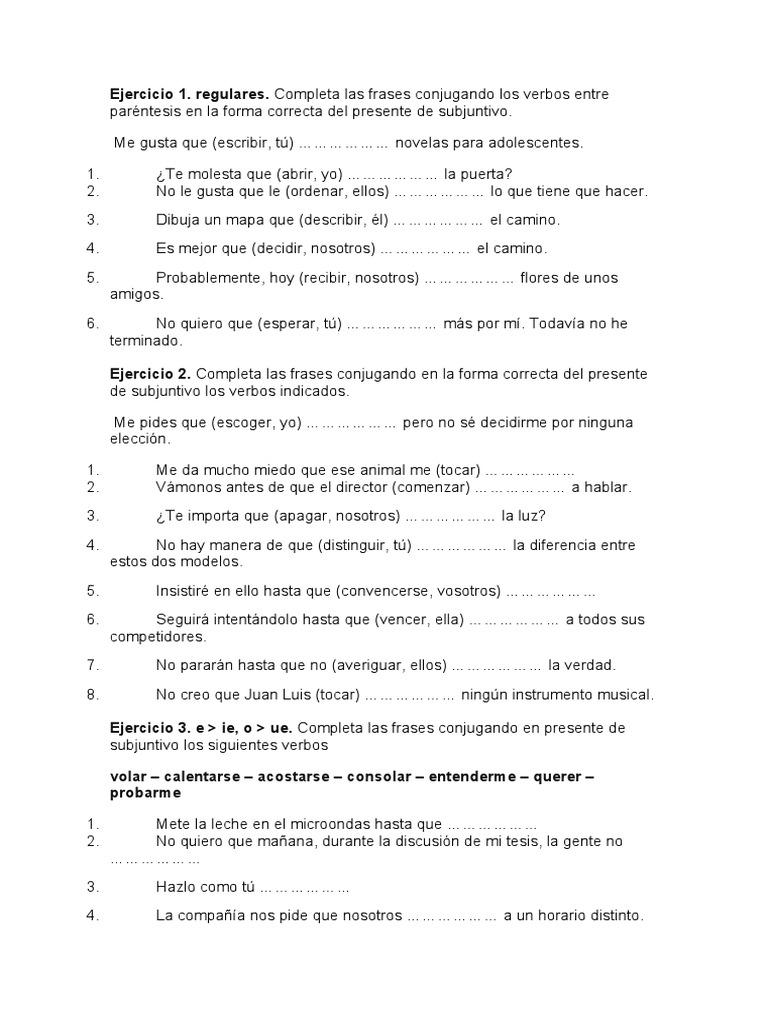 Ejercicio Subjuntivo | PDF | Verbo