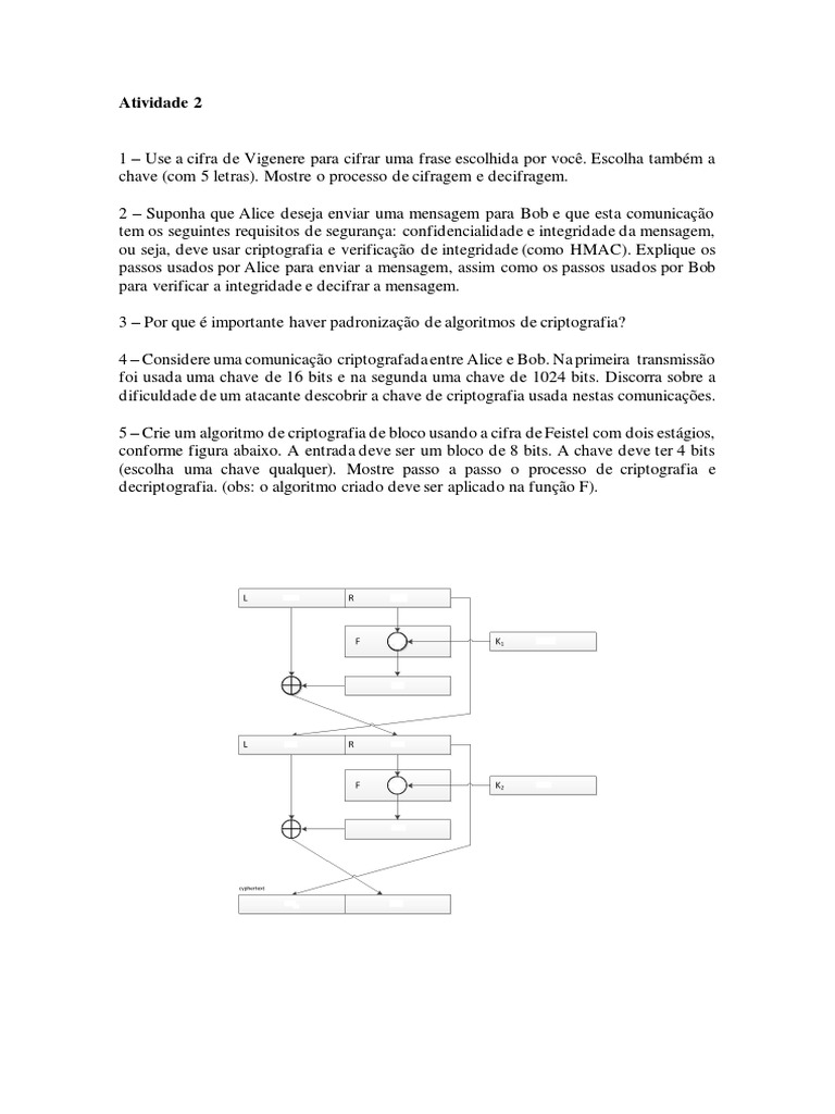 Cifragem de Vigenere e RSA | PDF | Criptografia | Chave (criptografia)