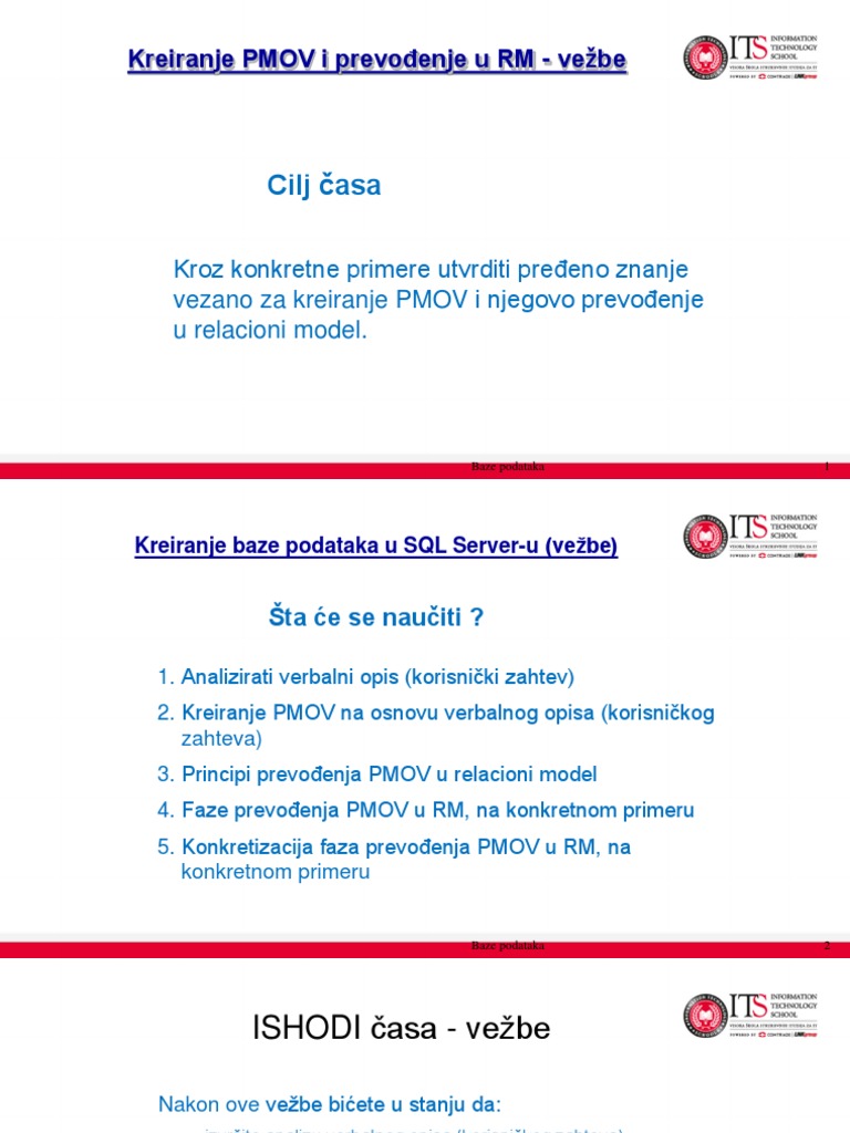 Cilj Časa: Kreiranje PMOV I Prevođenje U RM - Vežbe | PDF