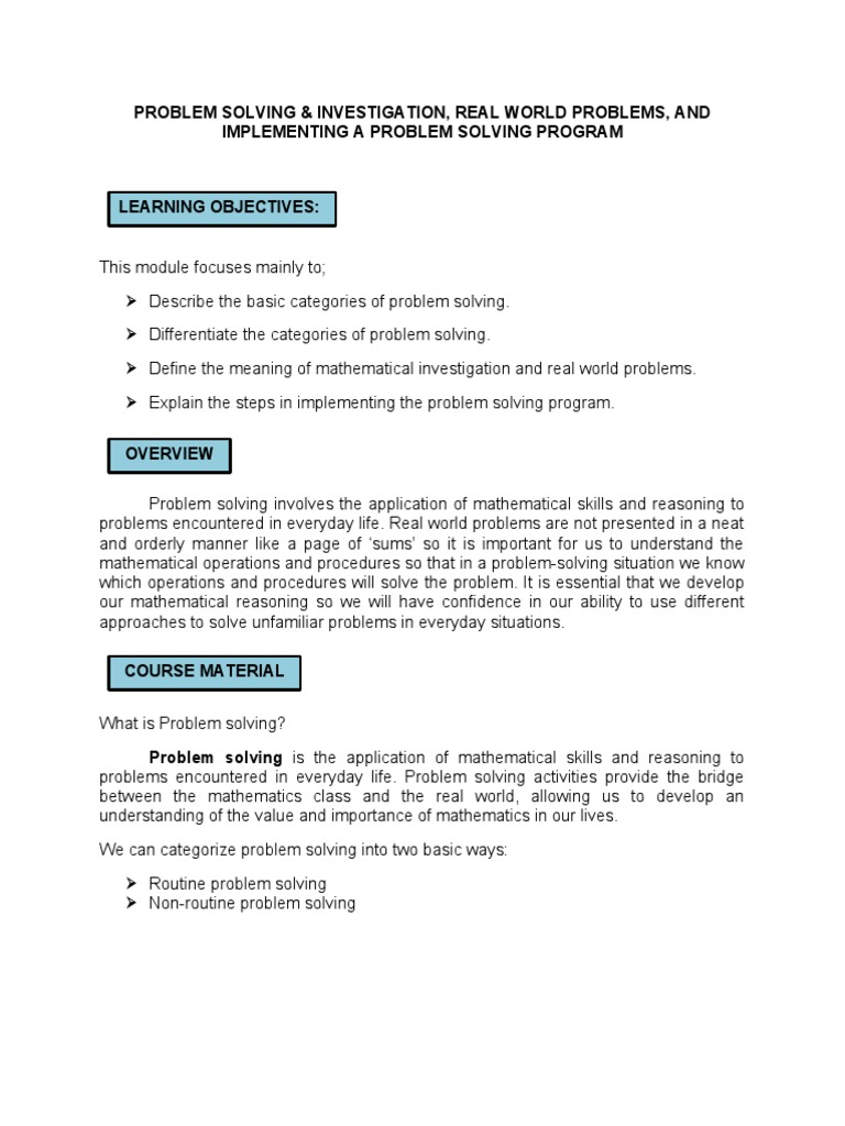 Dueñas - Problem Solving Handouts | PDF | Mathematics | Learning