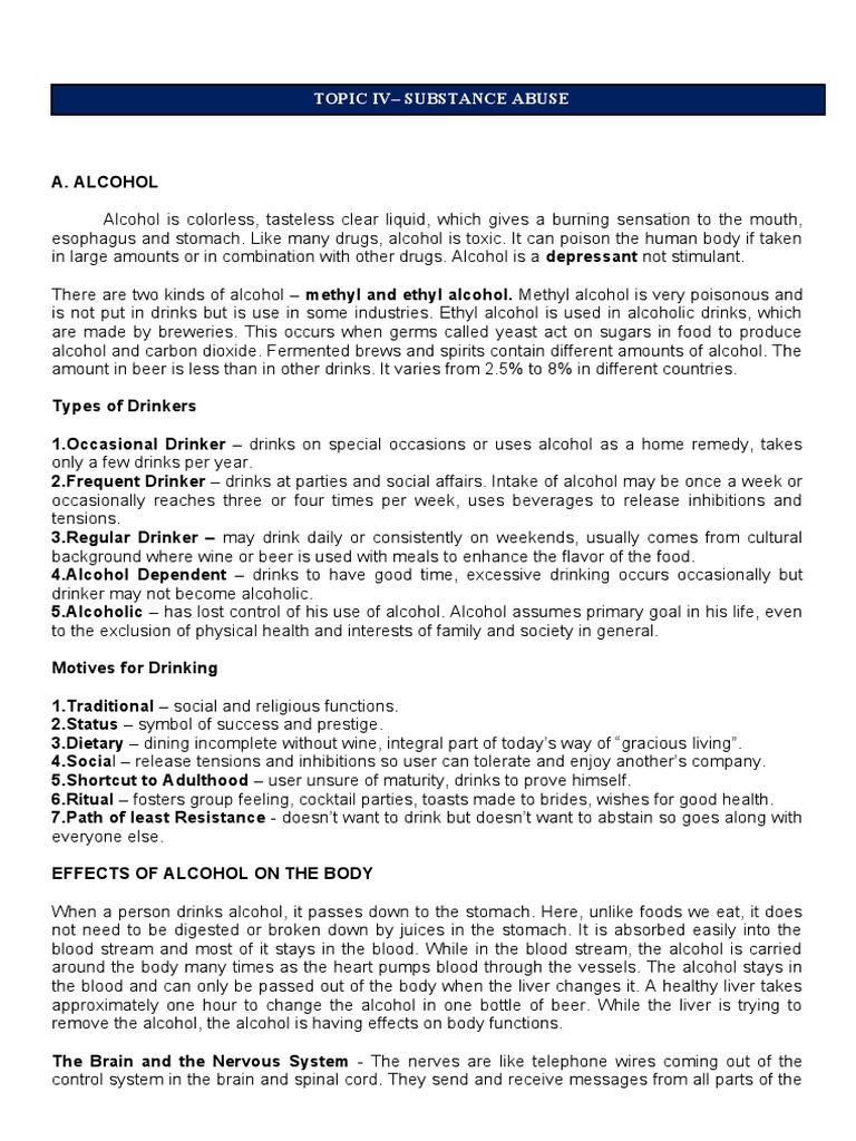Additional Topic Substance Abuse | PDF | Alcoholic Drinks | Tobacco Smoking
