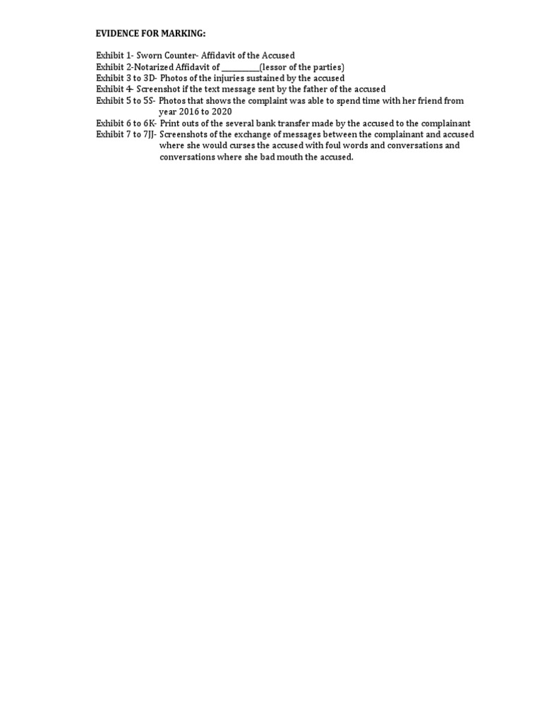 Evidence For Marking | PDF