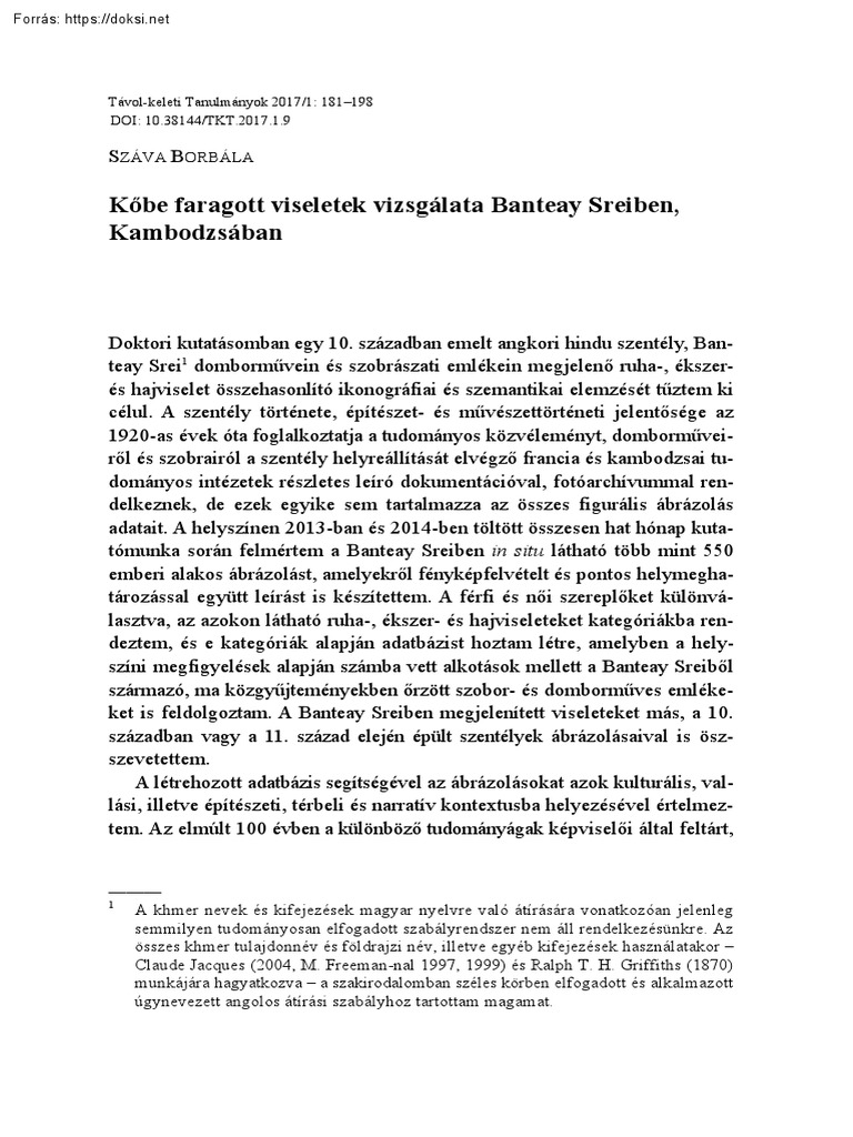 Szava Borbala Kobe Faragott Viseletek Vizsgalata Banteay Sreiben ... Szava Borbala Kobe Faragott Viseletek Vizsgalata Banteay Sreiben ...