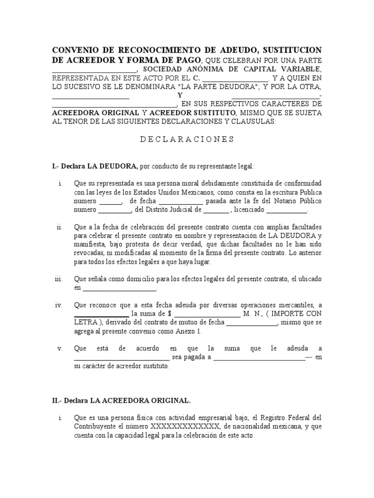 Contrato de Sustitucion de Acreedor | PDF | Pagos | Justicia