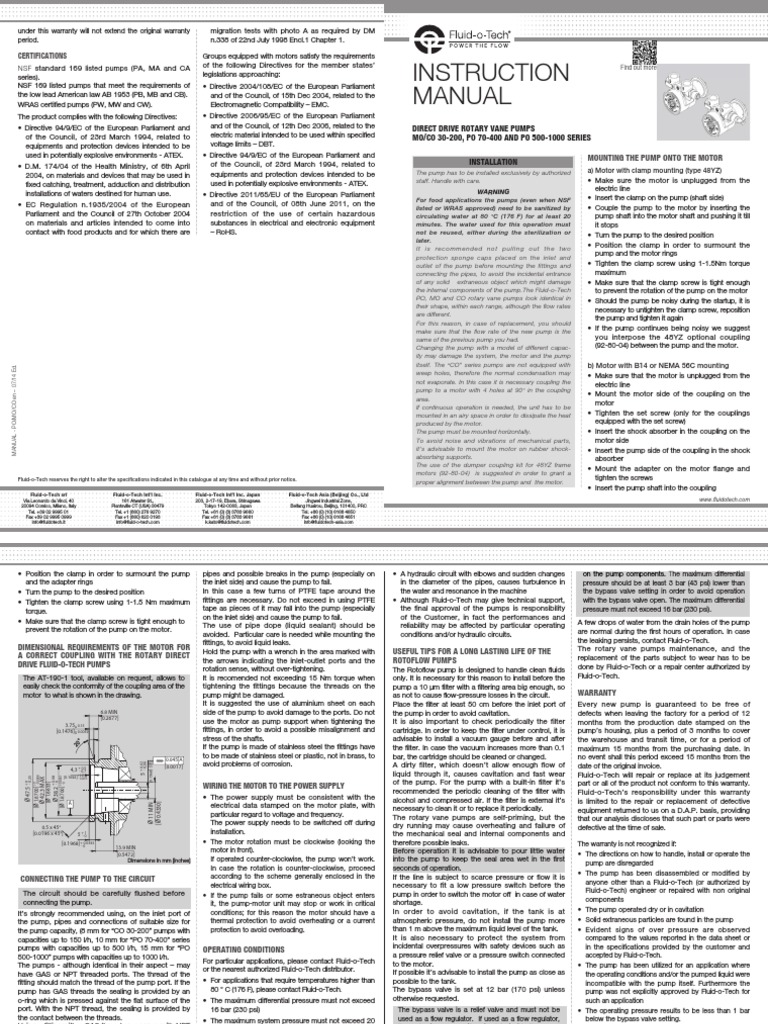 V 085 Fluid o Tech PO 500 1000 Models | PDF | Pump | Valve