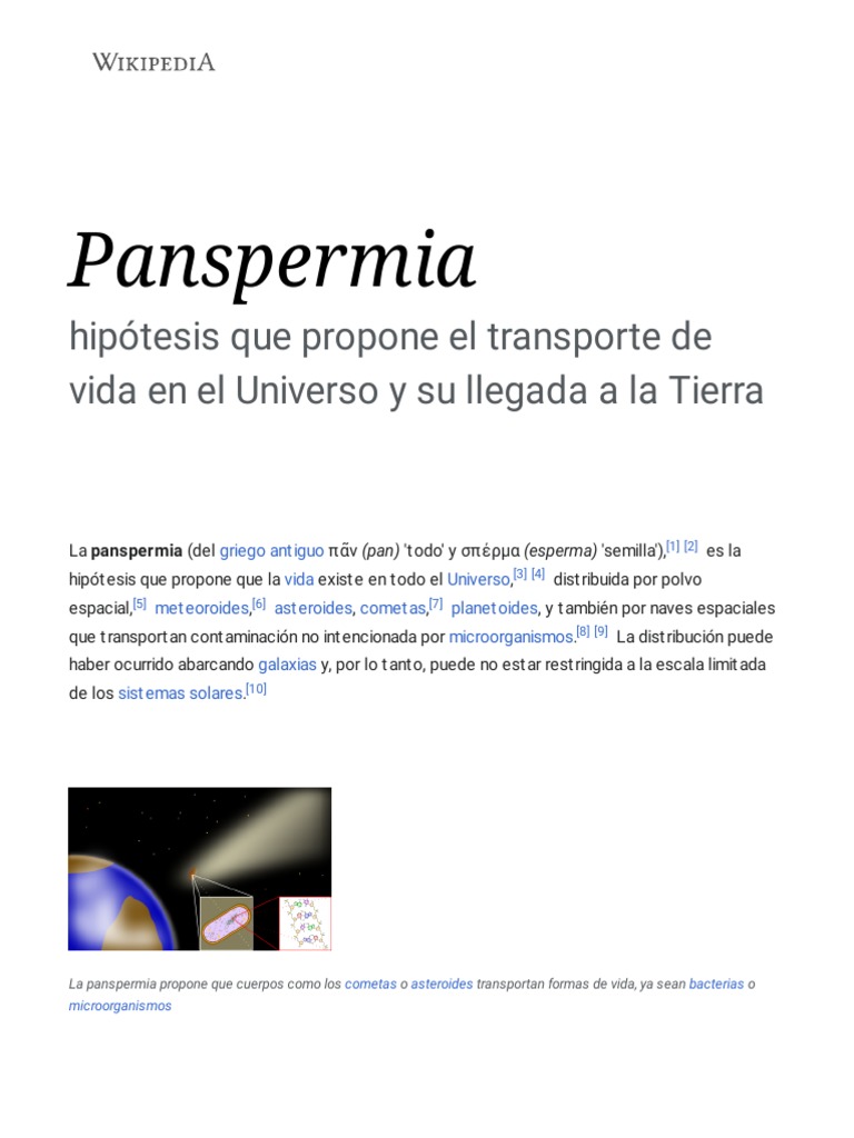 Panspermia - Wikipedia, La Enciclopedia Libre | PDF | Astronomía ...