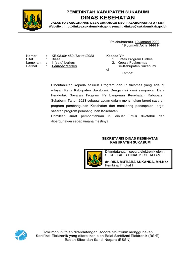 Surat Pemberitahuan Sasaran Estimasi Dinkes Kab. Sukabumi Tahun 2023-1 - Signed - Signed ...
