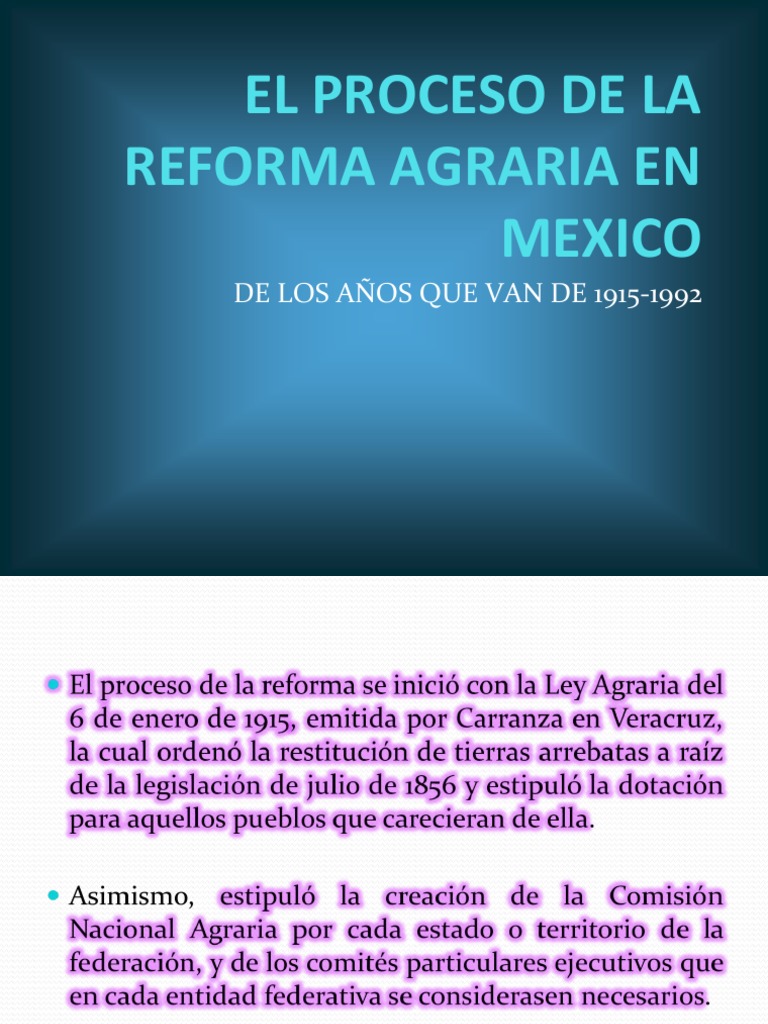 1 El Proceso de La Reforma Agraria | PDF | Reforma agraria | Agricultura