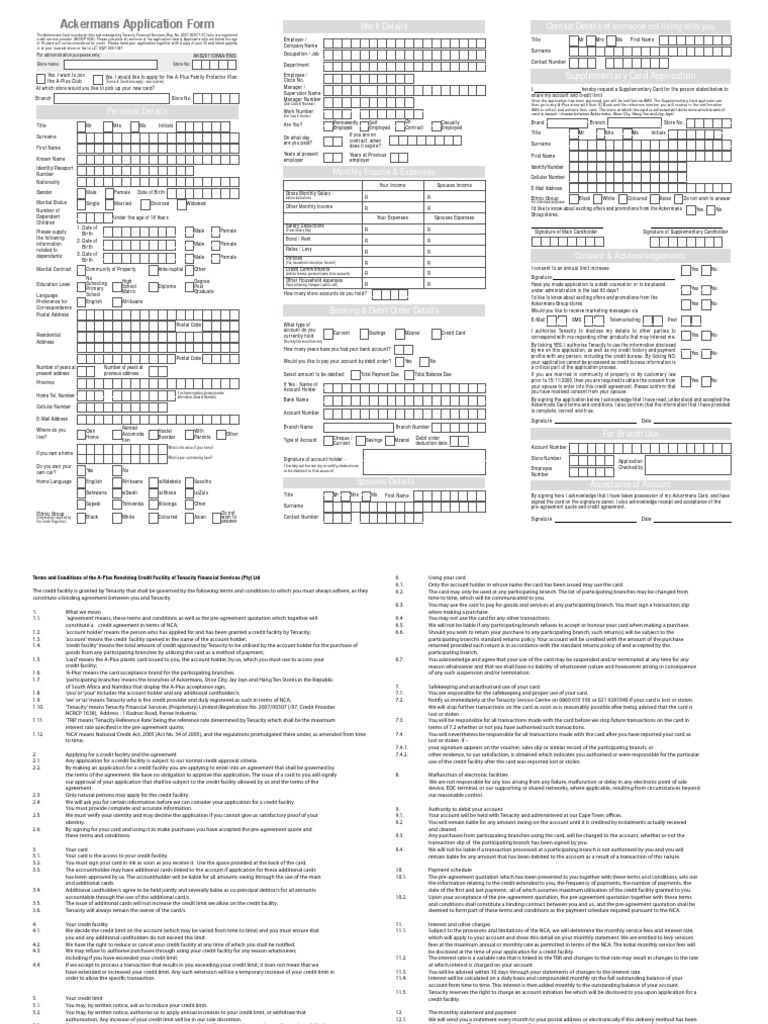 Ackermans Account Application Guide | PDF