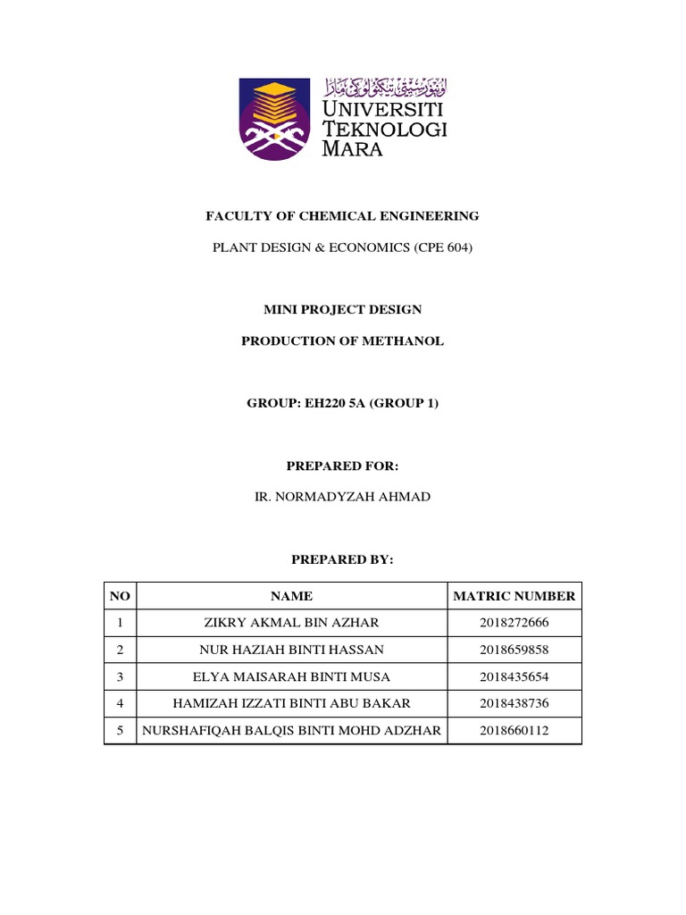 Report Mini Project-Group 1 | PDF | Gasification | Methanol