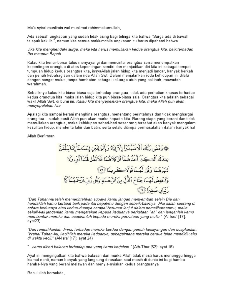 Berbakti Kepada Orang Tua | PDF