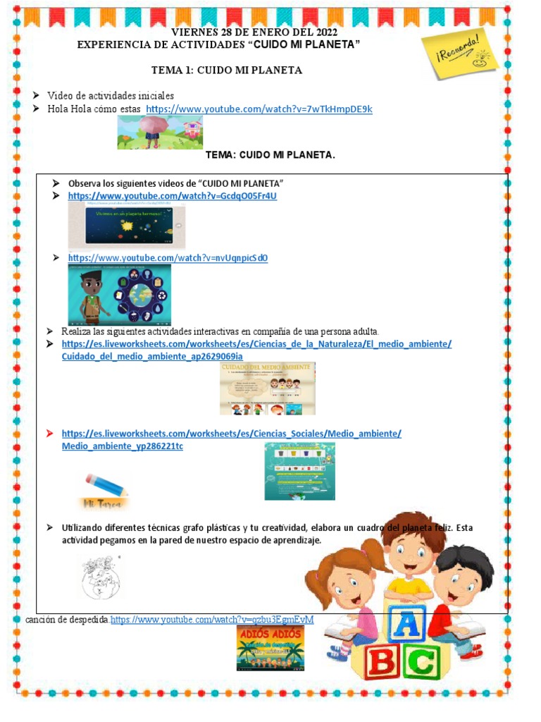 Actividades para Cuidar el Planeta | PDF