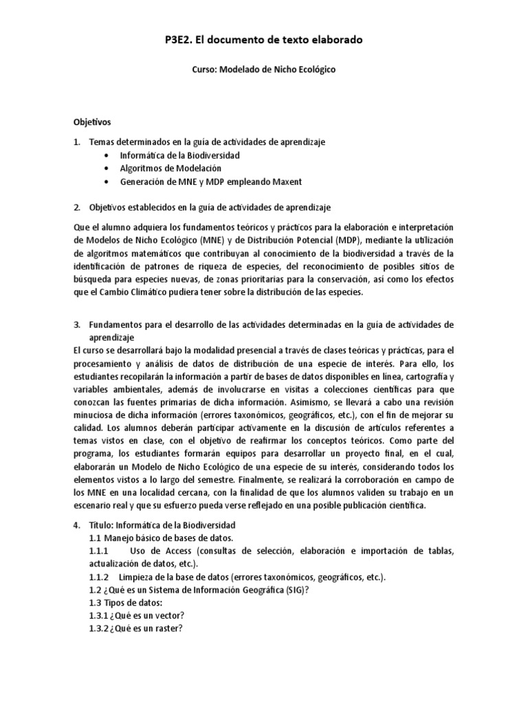 P3E2 El Documento de Texto | PDF | Sistema de información geográfica | Aprendizaje