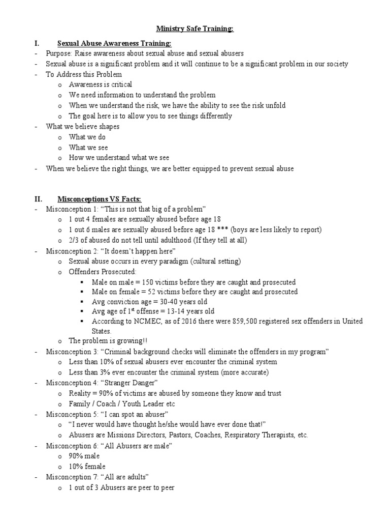 Ministry Safe Training | PDF | Sexual Abuse | Child Sexual Abuse