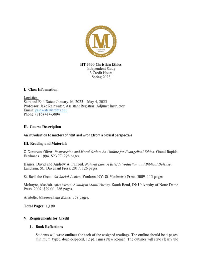 Christian Ethics Independent Study | PDF | Plagiarism | Social Institutions