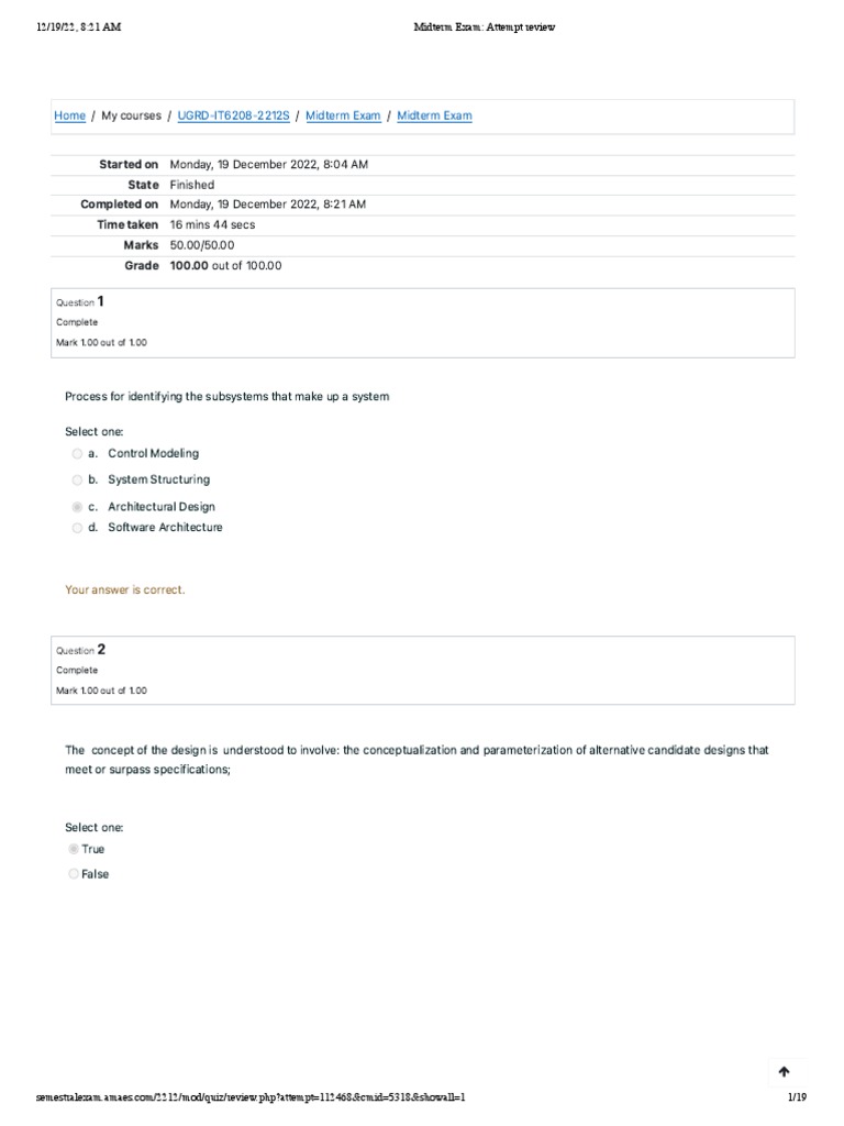 Midterm Exam - Attempt Review System Integration | PDF | System | Design