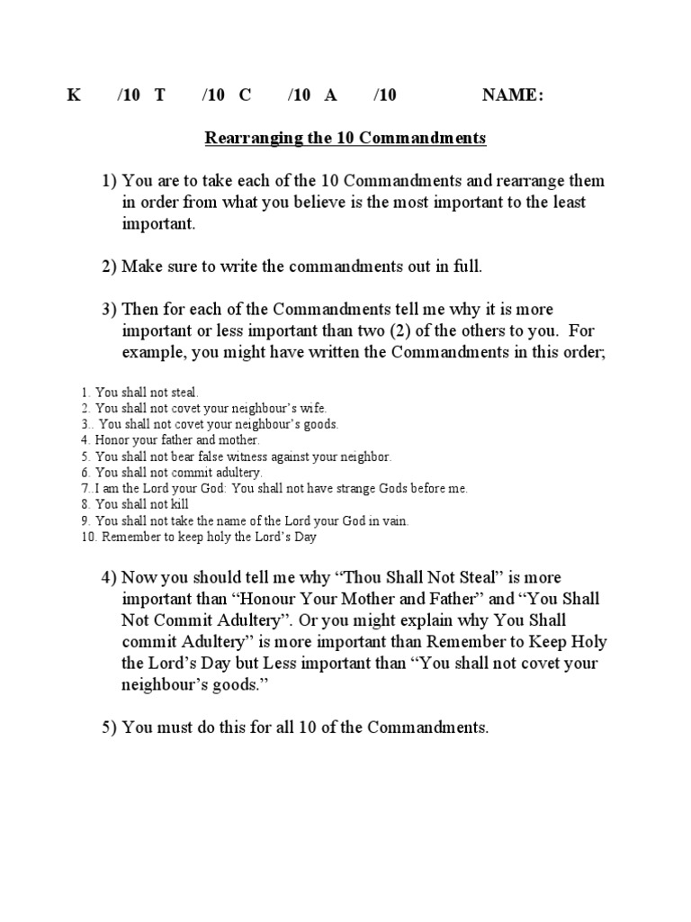 Rearranging The 10 Commandments | PDF
