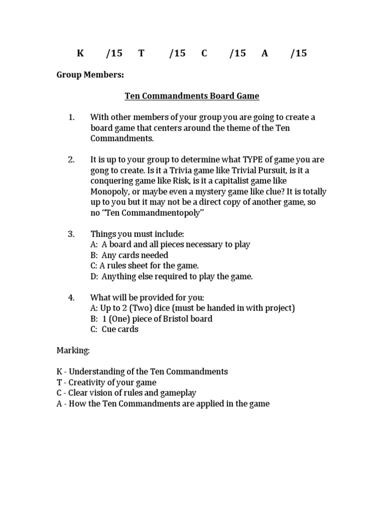 Ten Commandments Board Game | PDF